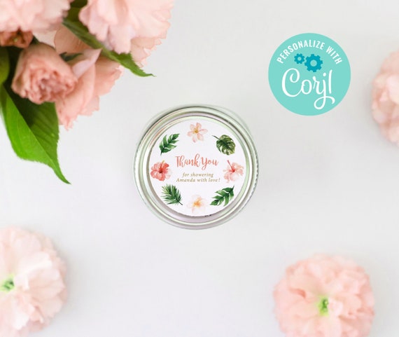 Tropical Hawaiian Round Label Template / Hawaiian Luau Favor | Etsy