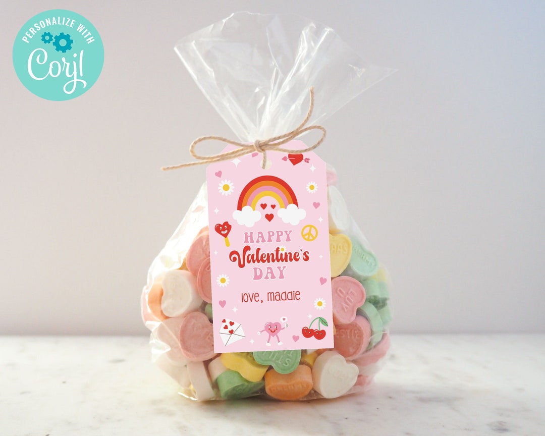 Groovy Valentine's Goodie Bag Tags, Editable Template / Valentine's ...