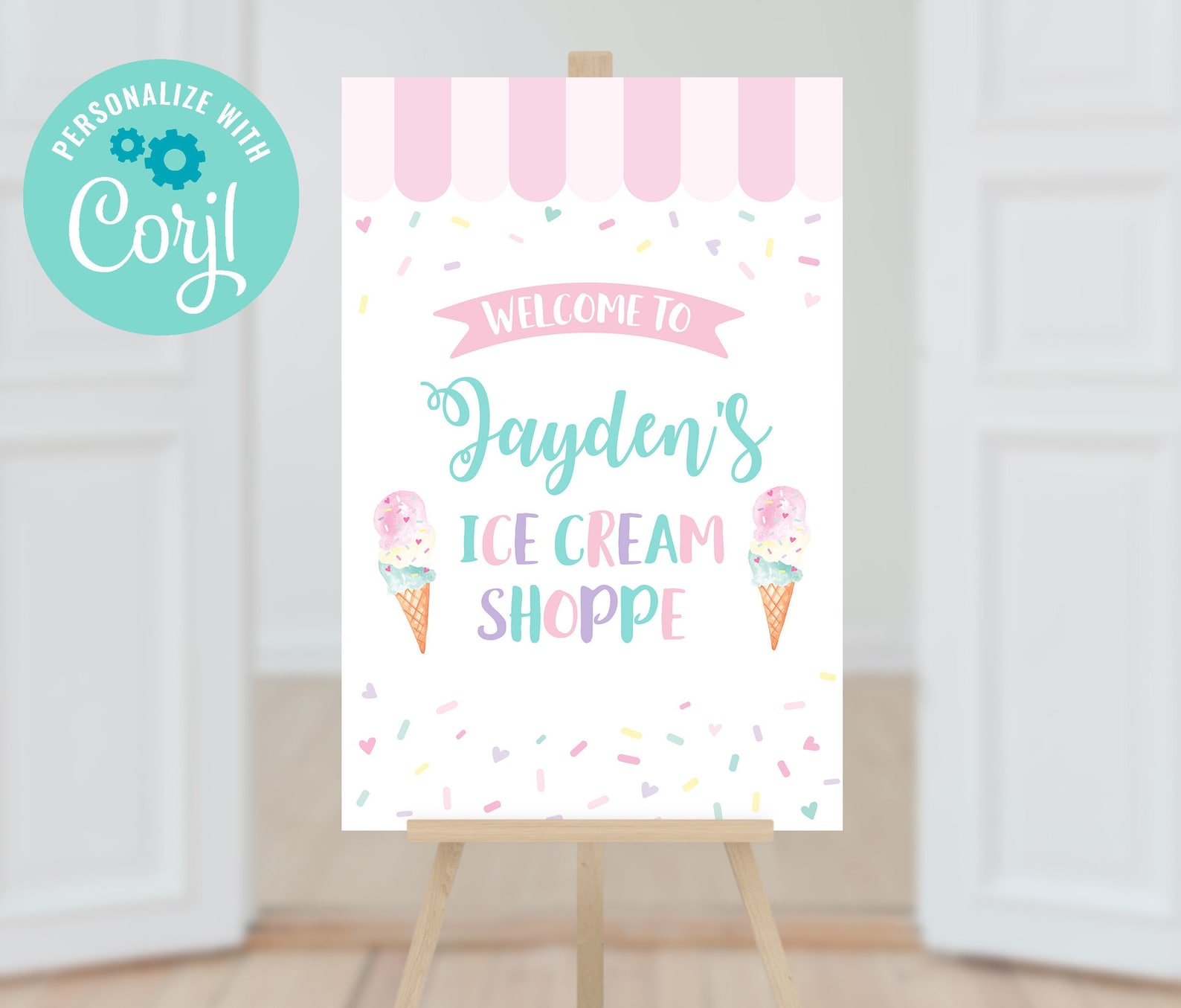 Ice Cream Birthday Welcome Sign, Sprinkles Party Poster (digital) - Etsy