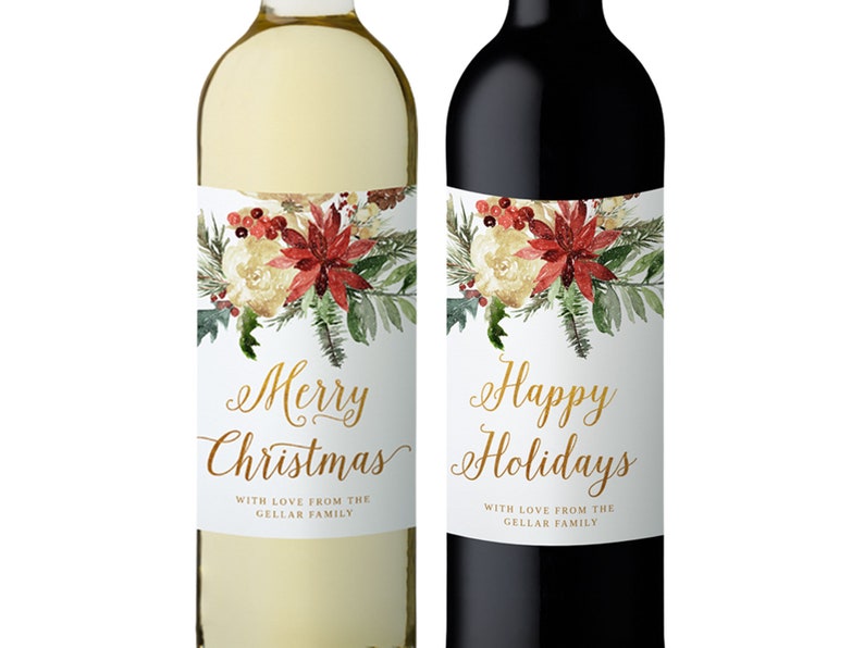 Christmas Wine Bottle Label TEMPLATE Instant Download / - Etsy