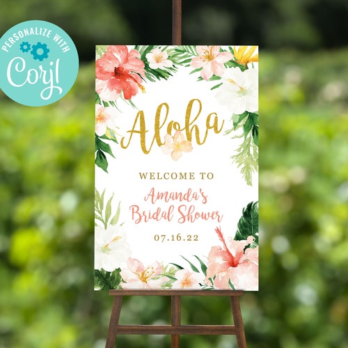 Tropical Welcome Sign Template Baby Shower Tropical Bridal - Etsy