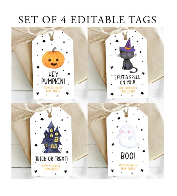 Cute Editable Halloween Treat Tags / Printable Halloween Party - Etsy