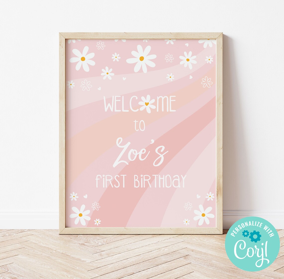 Daisy Party Welcome Sign Editable TEMPLATE / Groovy Daisy - Etsy