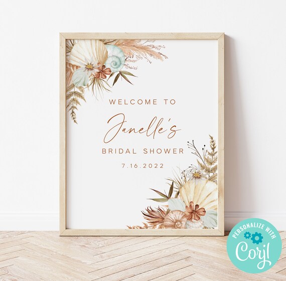 Beach Boho Bridal Shower Welcome Sign TEMPLATE / Editable - Etsy