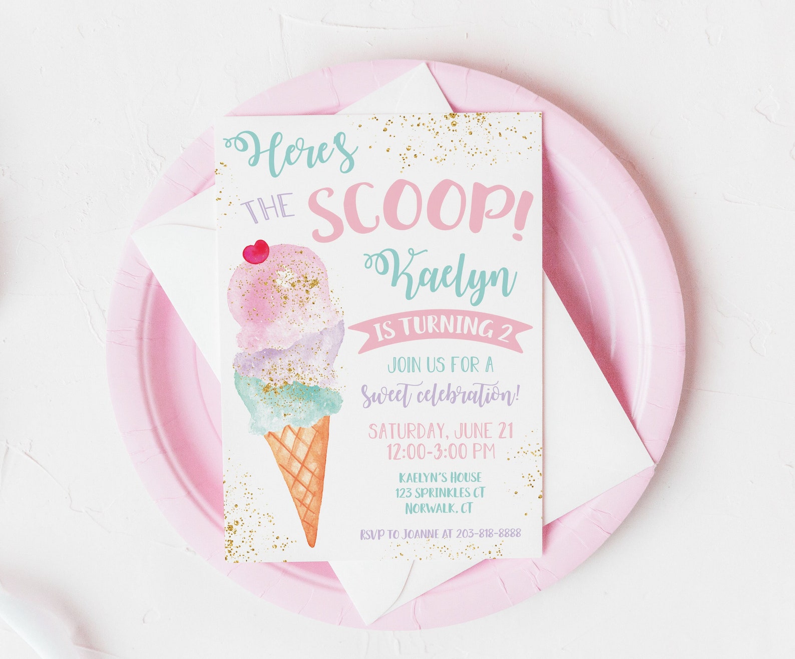 Ice Cream Party Invitations Printed / Ice Cream Birthday | Etsy