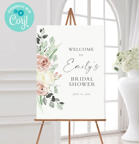 Boho Beige Floral Wedding Welcome Sign Editable Template / | Etsy