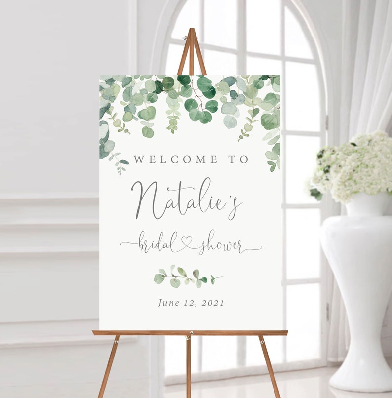 Greenery Eucalyptus Wedding Welcome Sign Editable Template / - Etsy