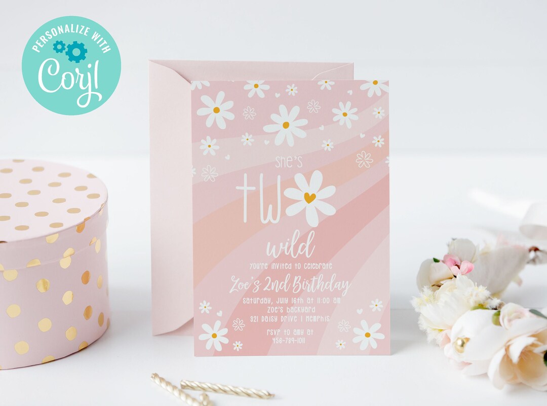 Daisy Two Wild Birthday Invitation Template (digital) - Etsy