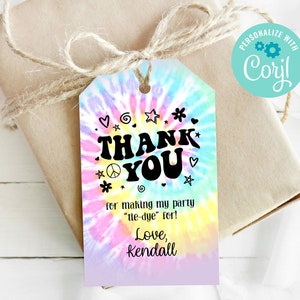Tie Dye Birthday Party Favor Tag Template / Tie Dye Birthday Party ...