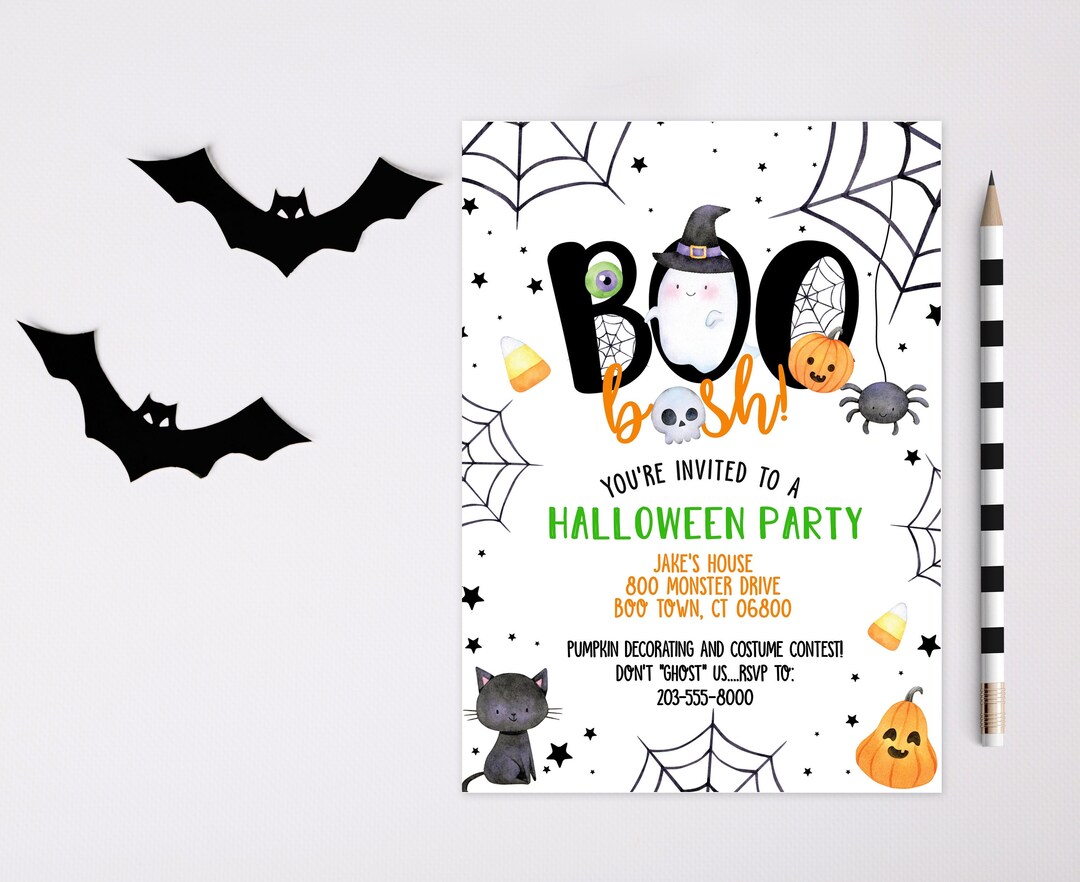 Boo Bash Halloween Party Invitation, Editable Template / Kids Halloween ...
