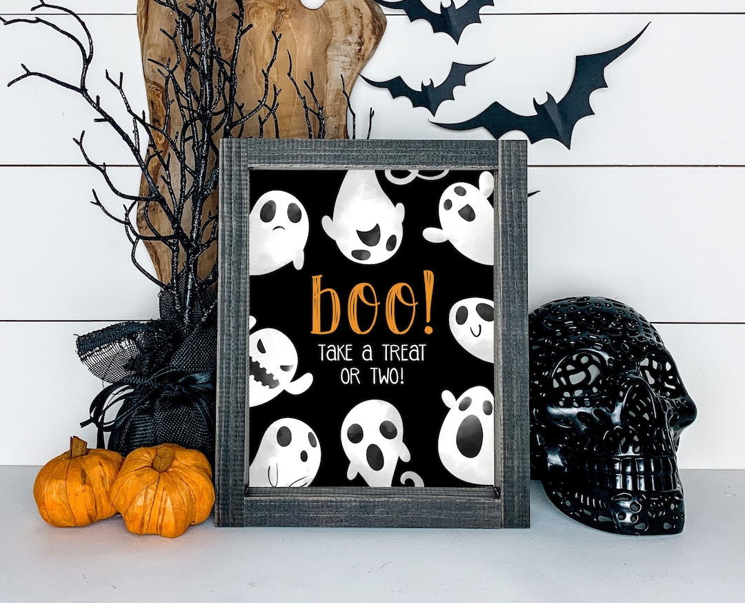 Ghostly Trick or Treat Printable Sign TEMPLATE / Halloween Trick or ...