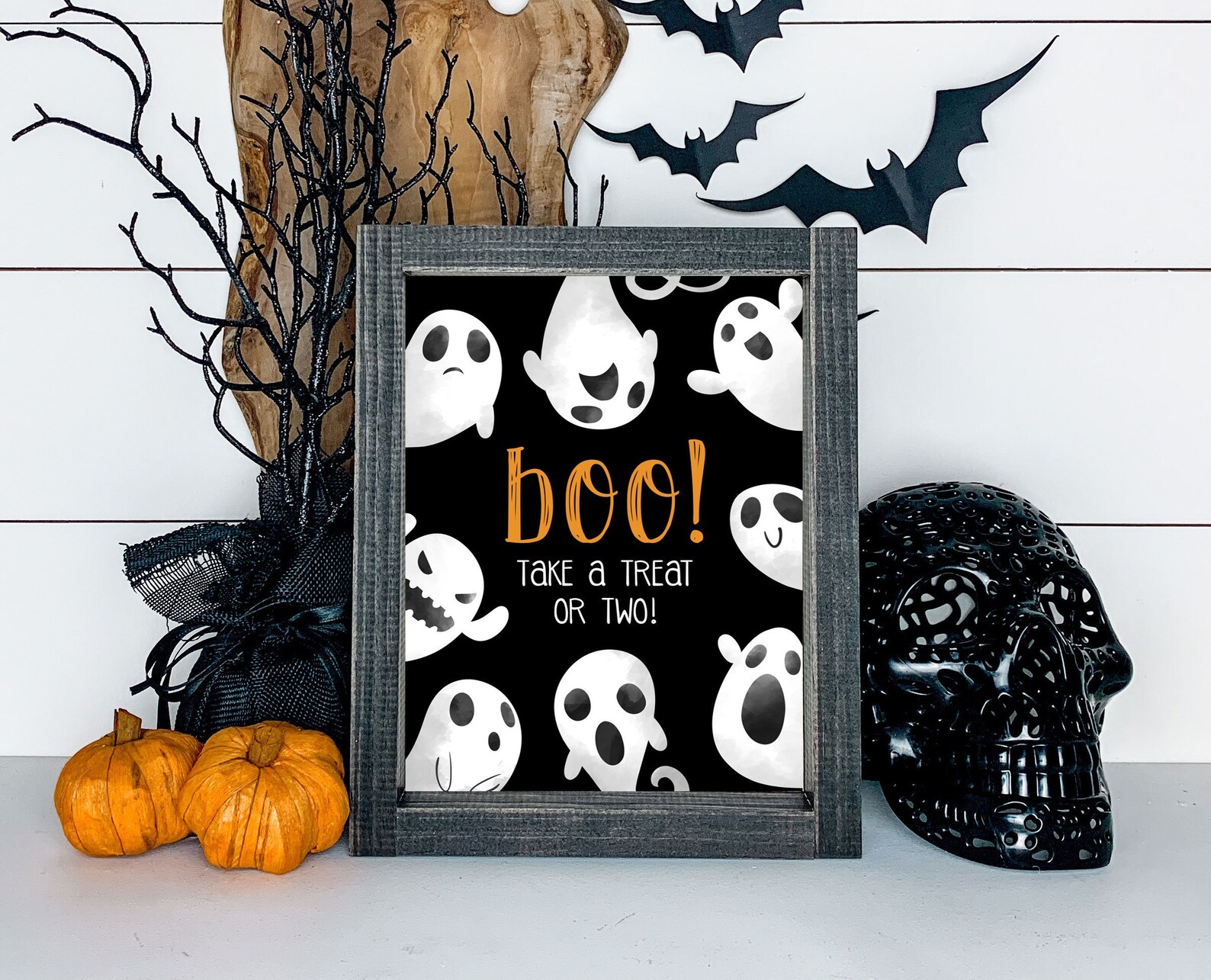 Ghostly Trick or Treat Printable Sign TEMPLATE / Halloween - Etsy