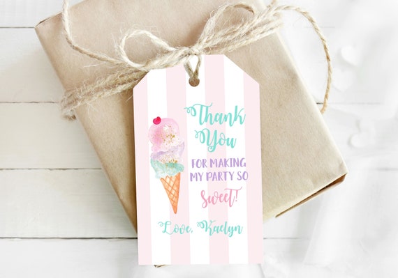 Ice Cream Birthday Party Favor Tags PRINTED / Ice Cream Party | Etsy