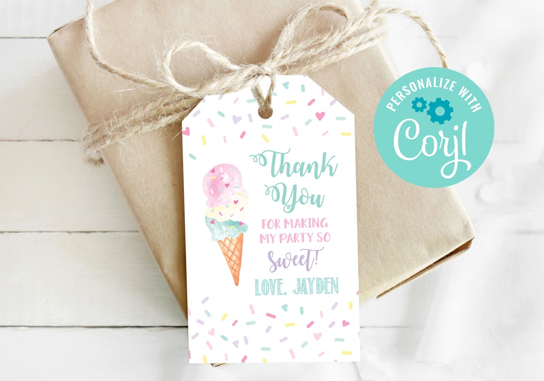 Ice Cream Birthday Party Treat Bag Tag Template / Sprinkles Party Tags ...