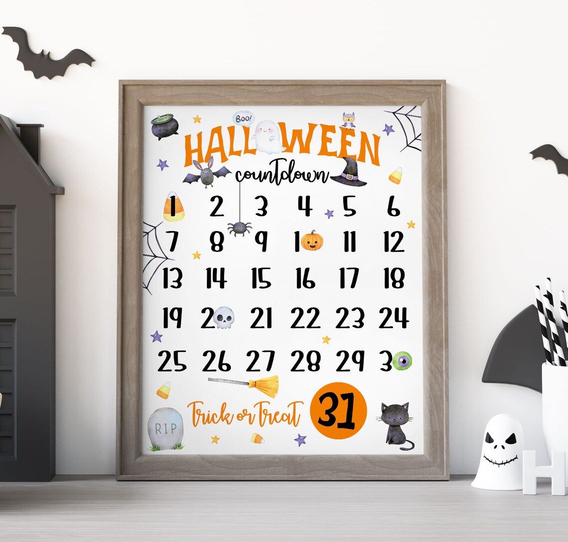 Cute Printable Halloween Countdown Sign / Count Down to - Etsy