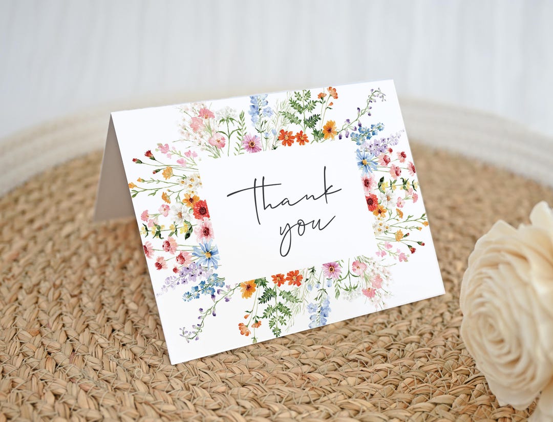 Spring Summer Wildflower Thank You Cards, A2 Printed With Envelopes - Etsy