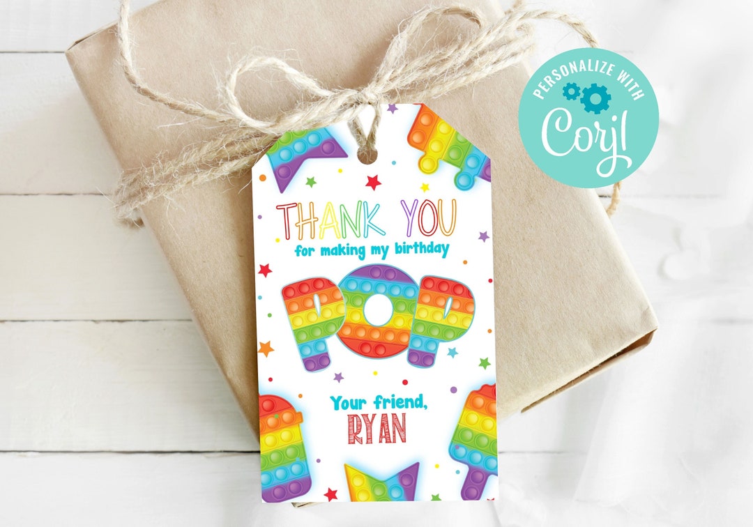 Pop It Party Treat Tags Template / Rainbow Pop It Party Tags / Pop It ...