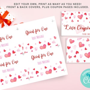 Editable Love Coupons / Watercolor Hearts Valentine's Day - Etsy