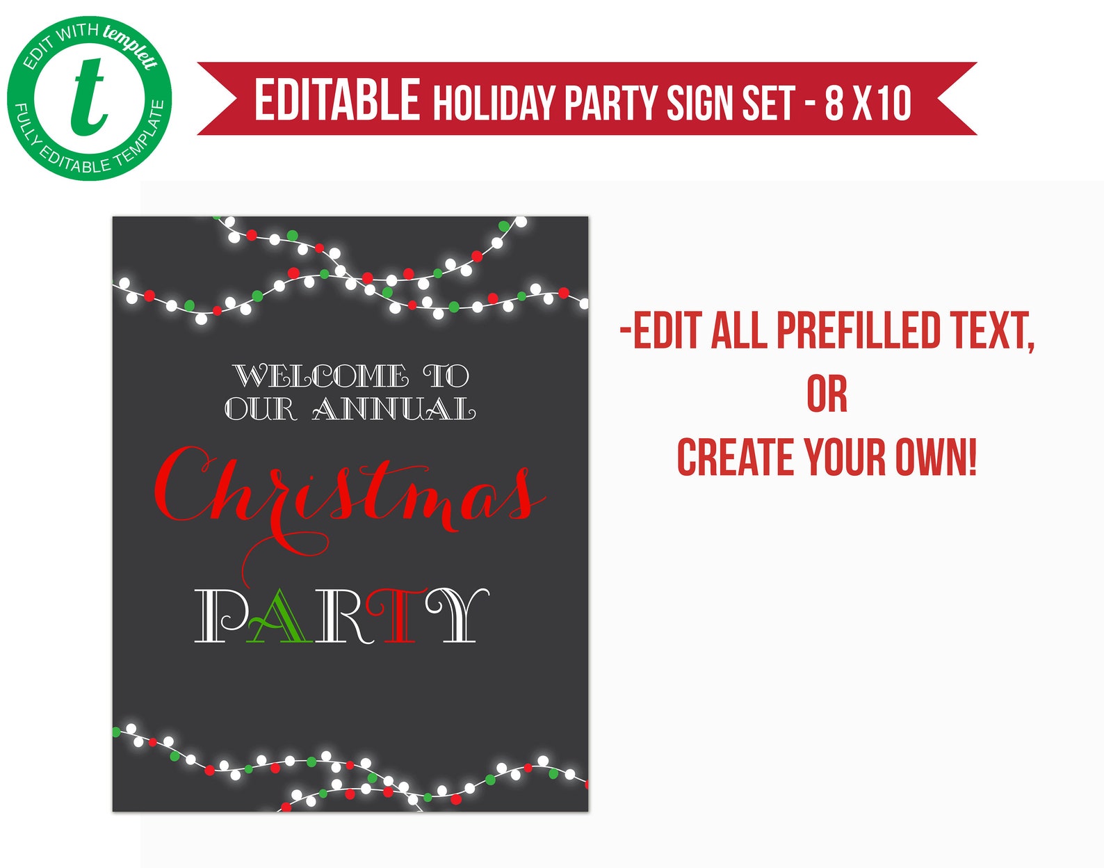Christmas Party Printable Sign Set Holiday Party Sign Set | Etsy