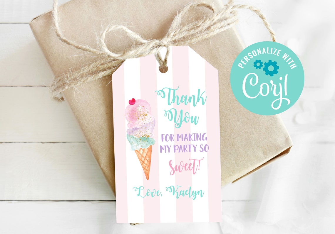 Ice Cream Party Favor Tags Editable Template / Ice Cream Party Treat ...