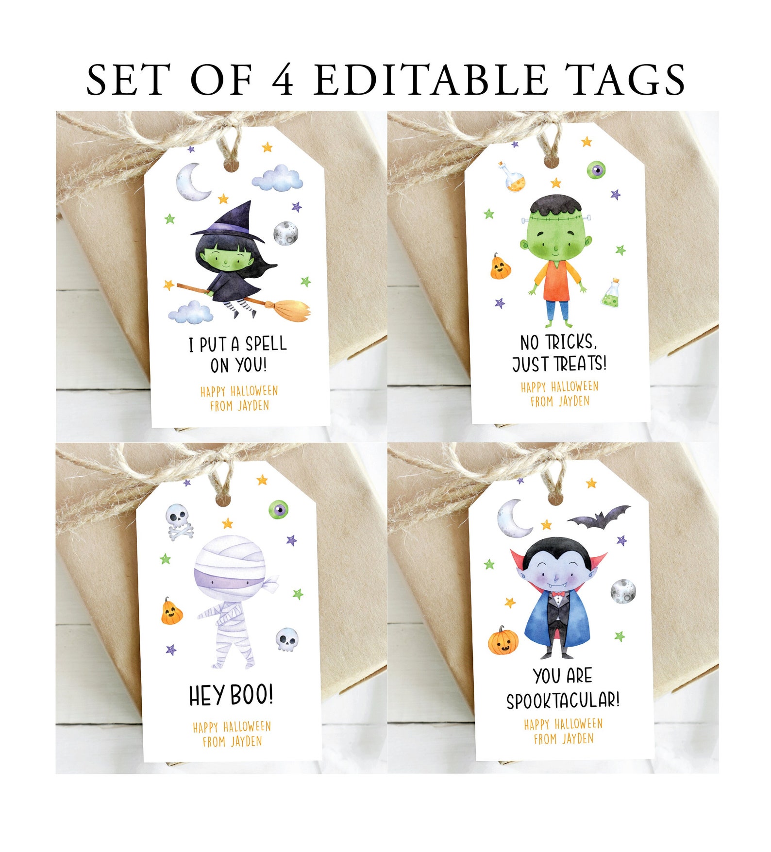 Cute Editable Halloween Treat Tags / Printable Halloween Party - Etsy