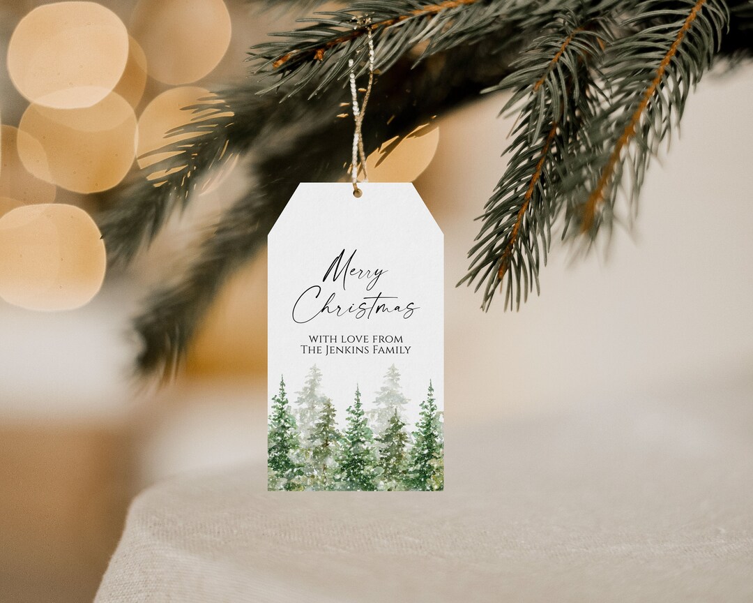 Modern Printable Christmas Trees Gift Tag TEMPLATE / Pine Trees ...