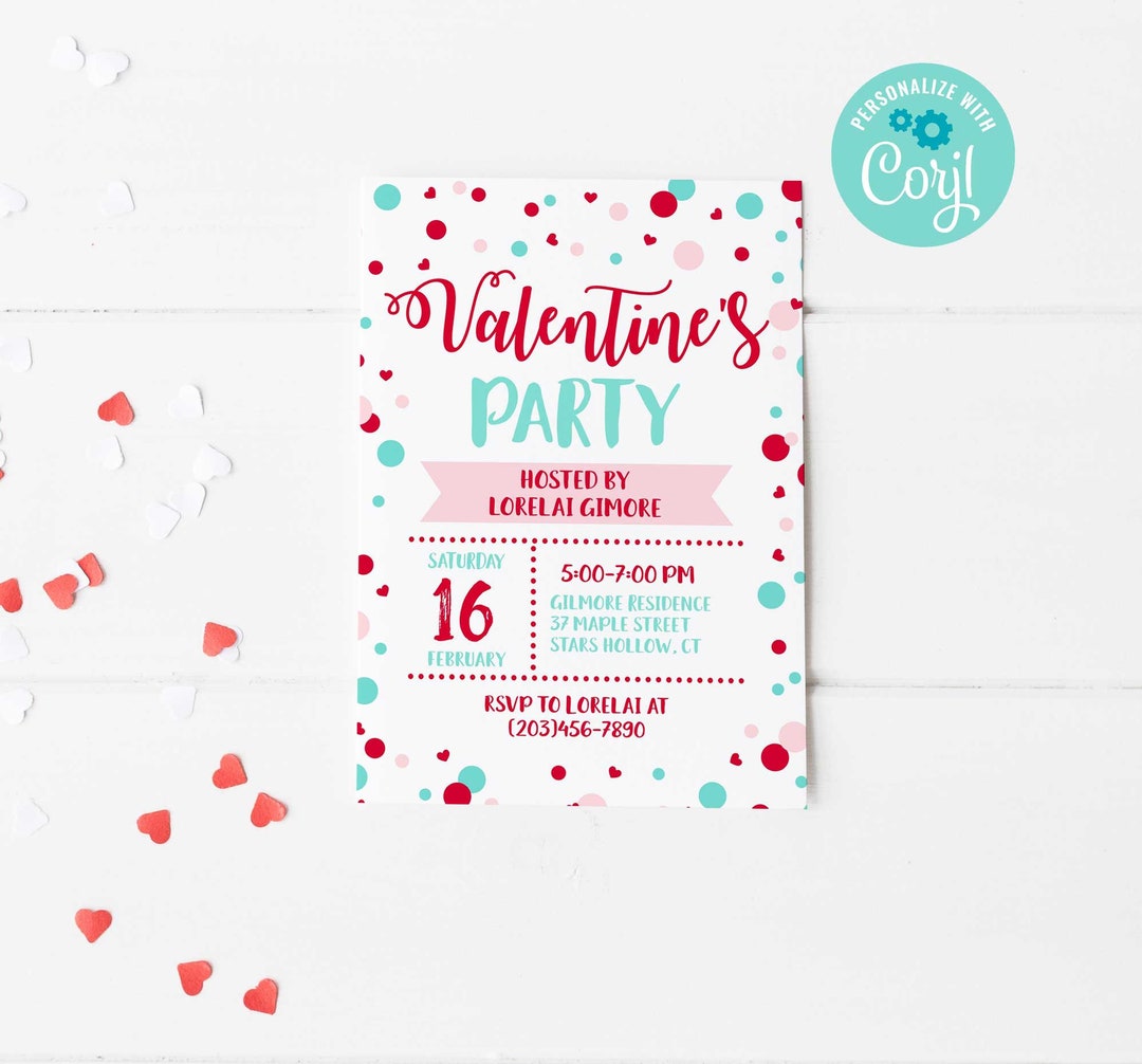 Editable Valentine's Day Party Invitation Template / Valentine's ...