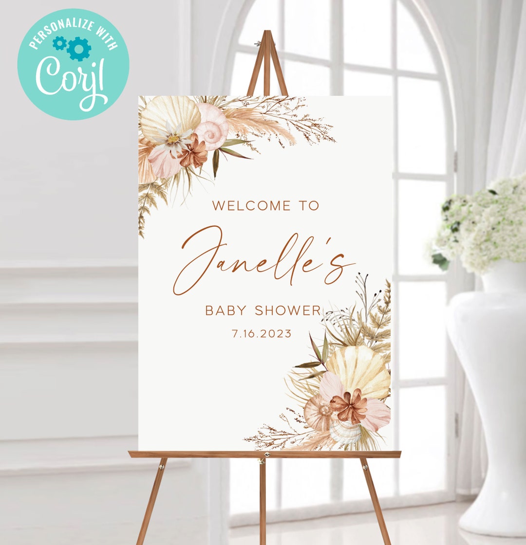 Beach Boho Welcome Sign Template, Seashells Decor (digital) - Etsy