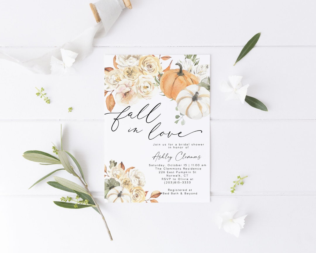 Fall in Love Bridal Shower Invitations Printed or Digital / Autumn ...