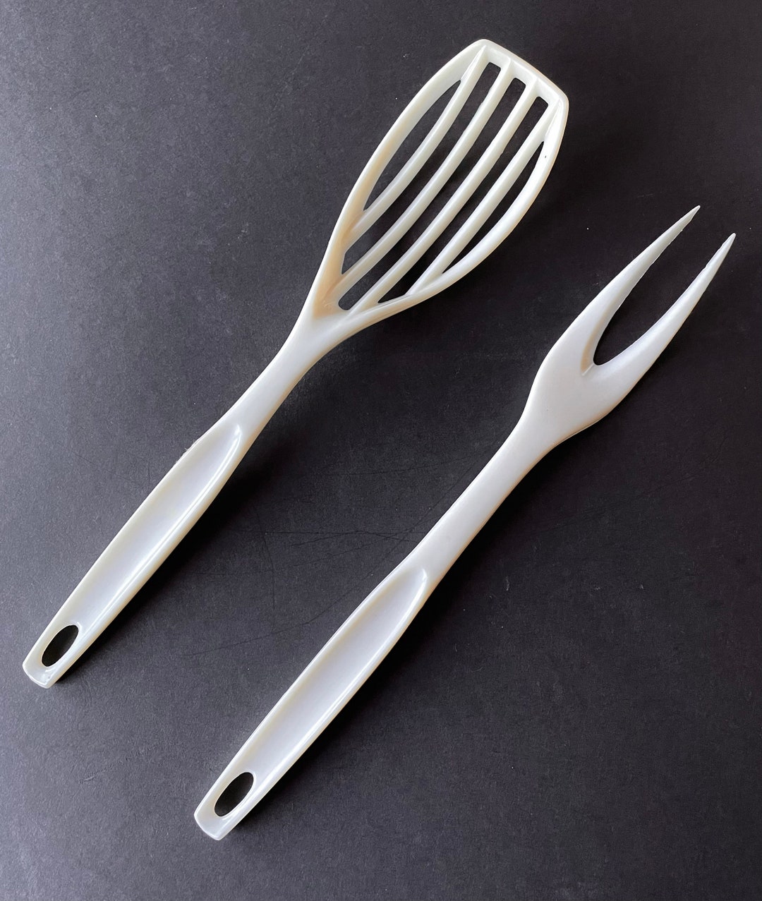 Mid Century Slotted Spoon and Fork - Etsy