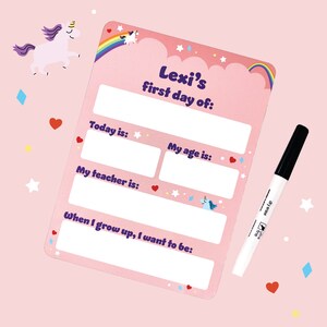 Personalized First Day of School Board: Reusable Dry Erase Sign - Etsy