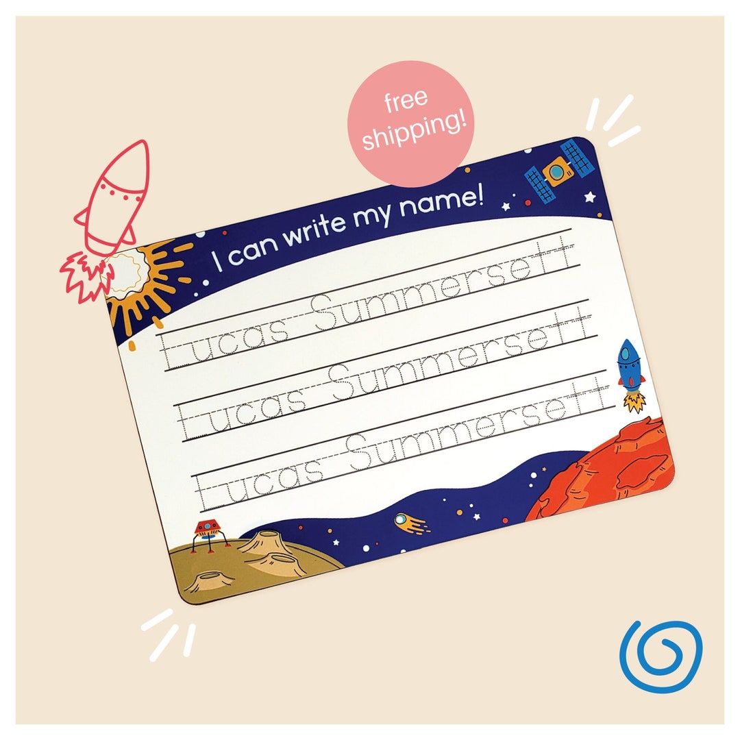 PERSONALIZED Kids Handwriting Tracing Dry Erase Board, Preschooler ...