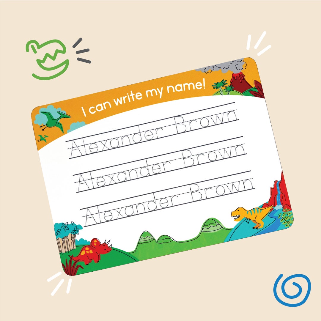 Personalized Dino Handwriting Practice Board: Preschool Learning - Etsy