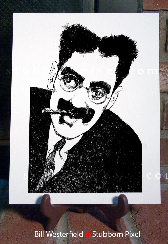 GROUCHO MARX Black and White Print Pen and Ink Drawing - Etsy Singapore