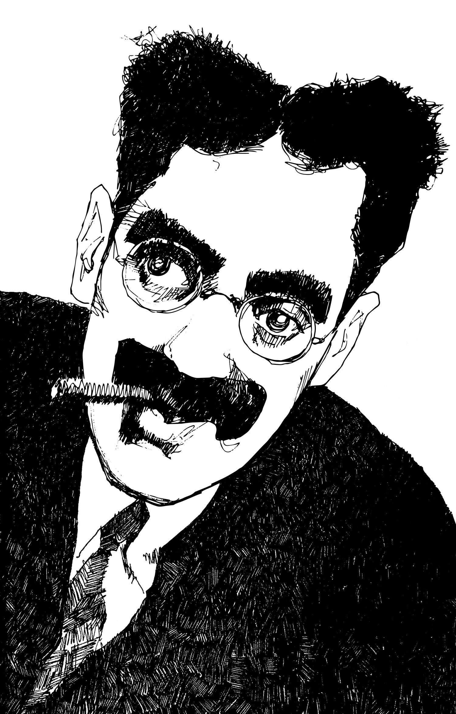 GROUCHO MARX Black and White Print Pen and Ink Drawing - Etsy Singapore