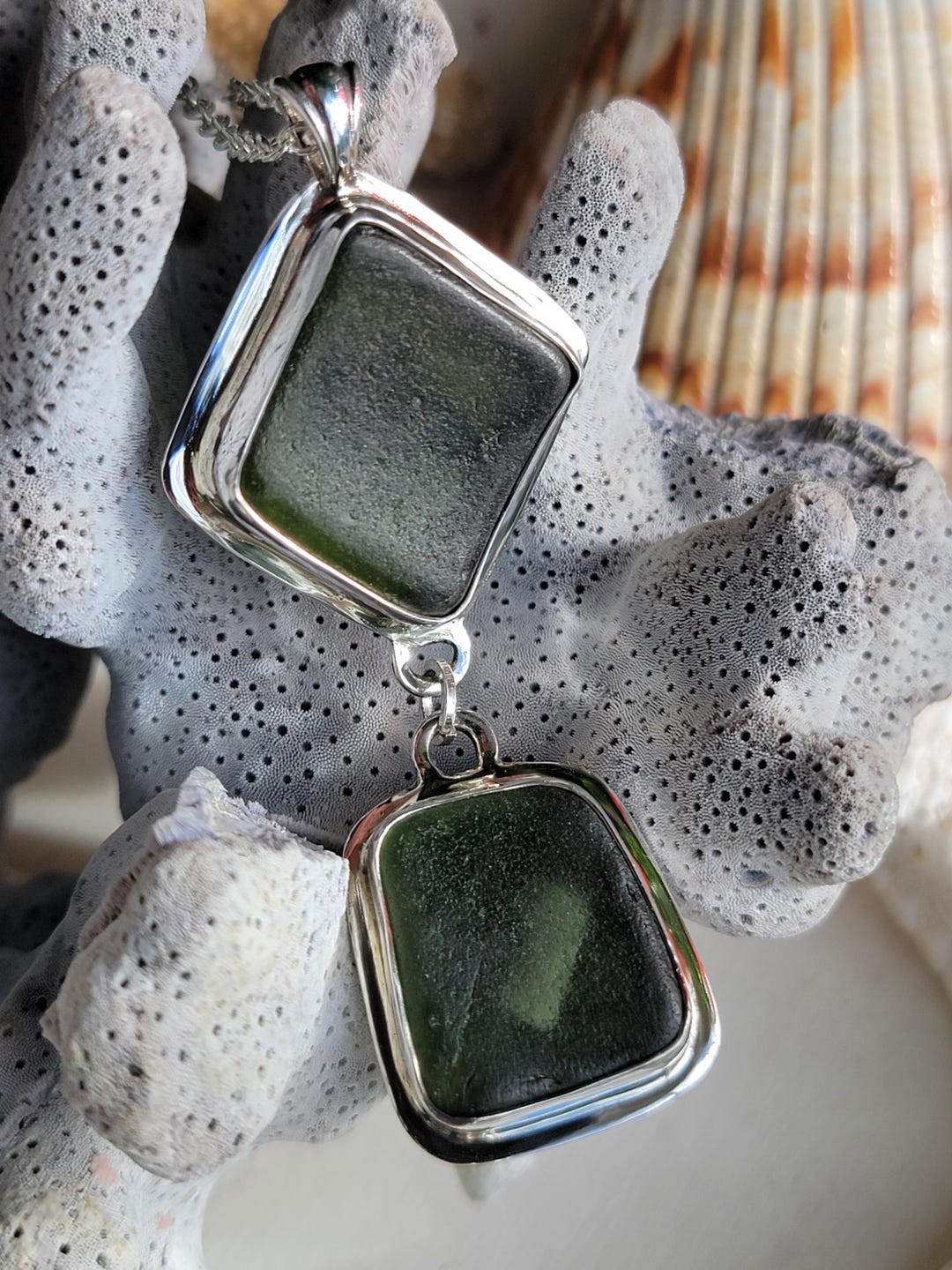 Black Sea Glass "pirate Glass" Pendant, - Etsy