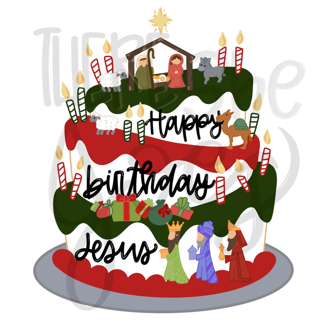 Nativity Birthday Cake PNG File, Digital Nativity Birthday Cake ...