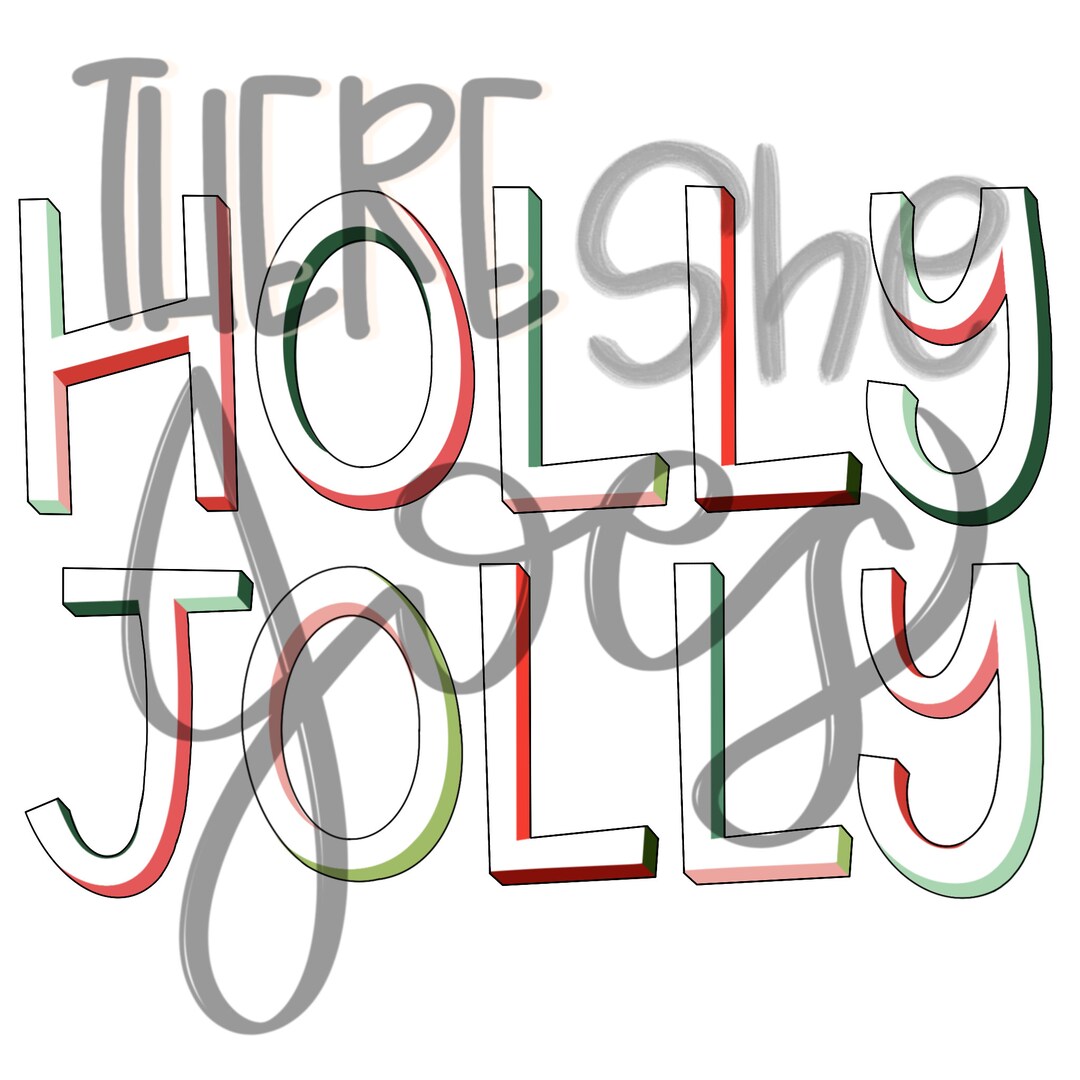 Holly Jolly Color Block PNG File, Digital Holly Jolly, Holly Jolly ...