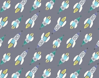 Space Rockets Fabric Blast Off by Robinpickens Space - Etsy