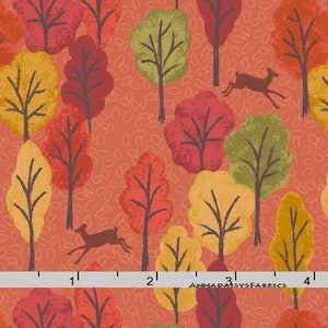 Woodland Tree Fabric Fall Fabric Autumn in Bluebell Wood | Etsy