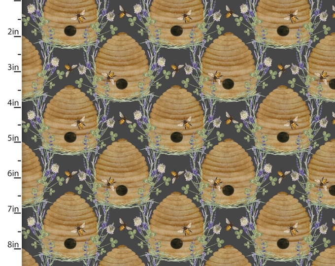 Beehive Fabric, 3 Wishes Locally Grown 20192 Bee Hives Charcoal by Beth ...
