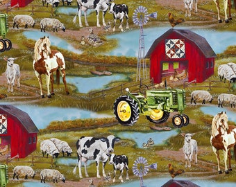Farm Scene Fabric | Etsy