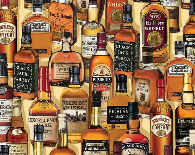 Whiskey Fabric, Benartex Kanvas Studio Top Shelf 12861 Greta Lynn, Bar ...