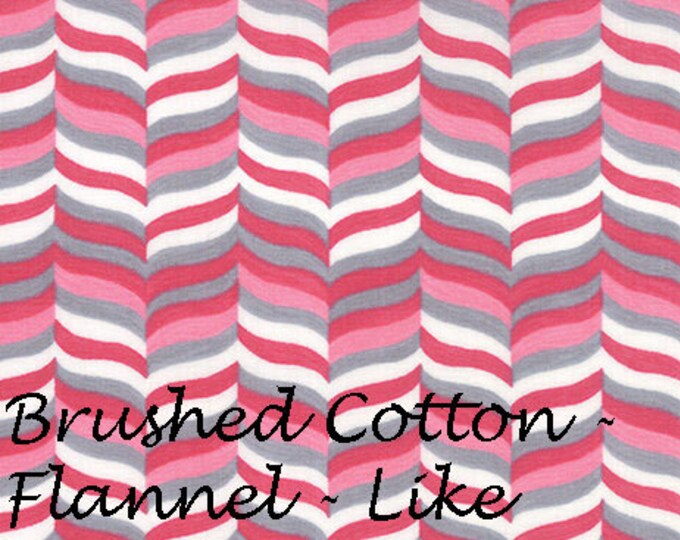 Gray & Pink Herringbone Flannel-like, Brushed Cotton, Moda Hugaboo ...