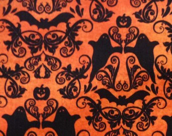 Orange damask fabric | Etsy