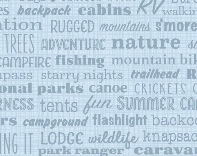 Blue Camping Words Fabric Patrick Lose Let's Go Camping - Etsy