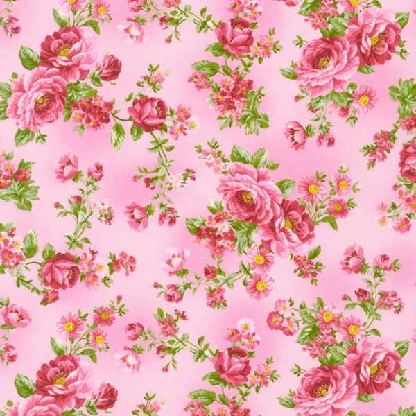 Pink Roses Fabric - Etsy