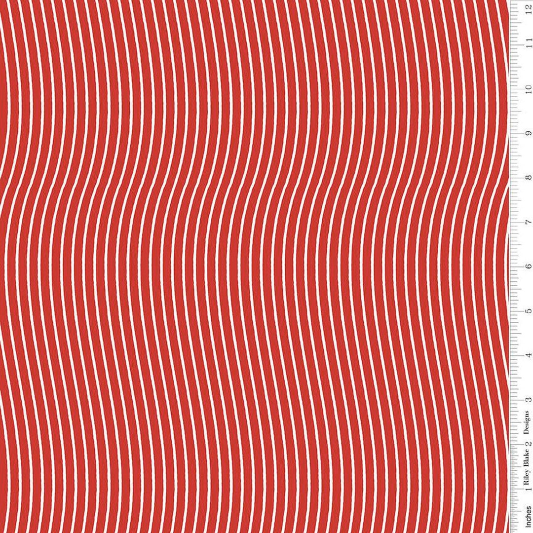 Red Wavy Stripes Fabric Riley Blake Nicholas C12341 J Wecker - Etsy