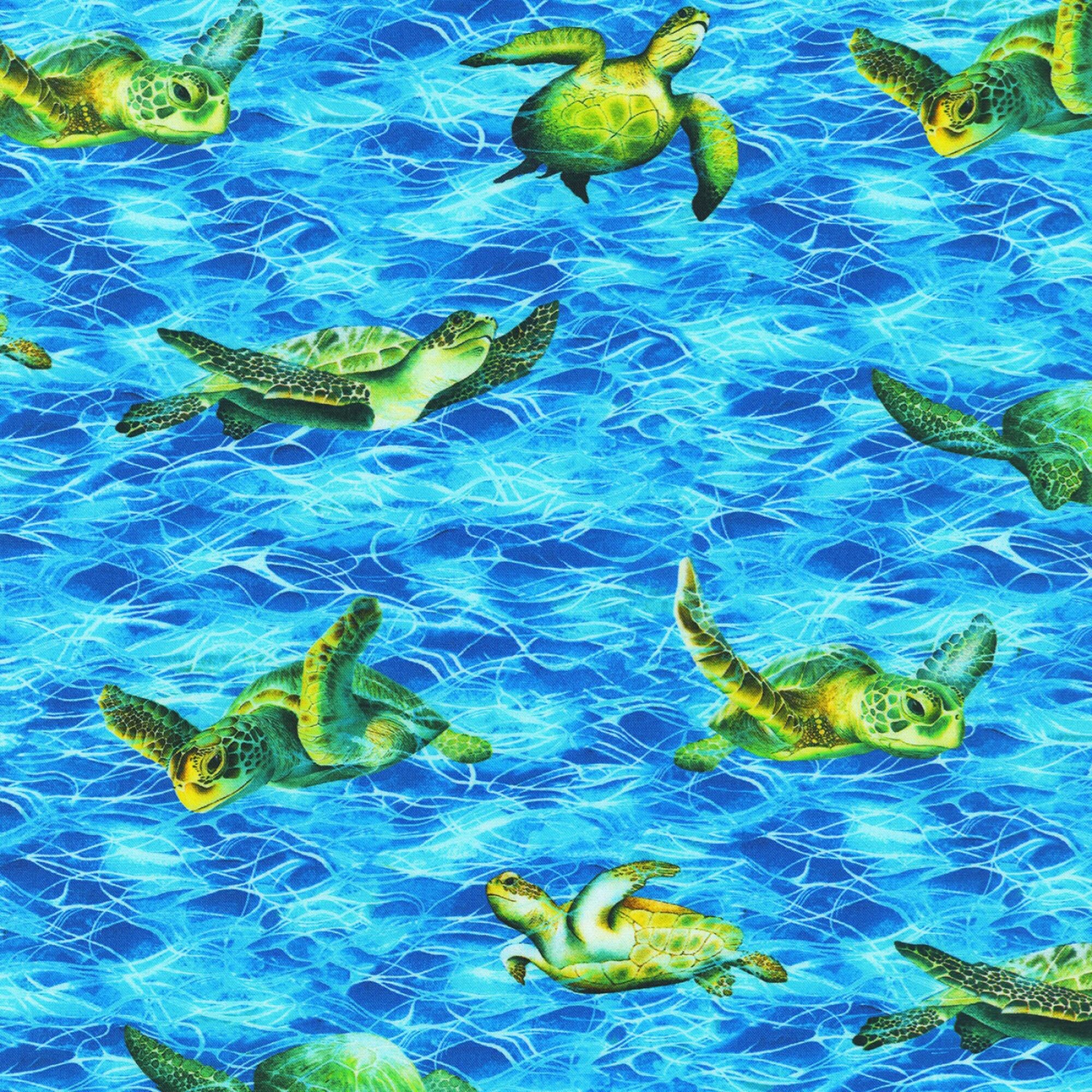 Green Sea Turtle Fabric Robert Kaufman Coral Canyon 19906-64 | Etsy