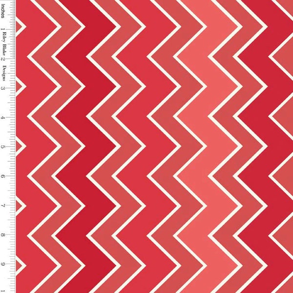 Red Chevron Fabric - Etsy